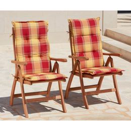 Merxx Gartenstuhl &raquo;Maracaibo&laquo; (Set) 2 Stk.2er Set, Eukalyptus, verstellbar, braun, inkl. Auflage braun Holz teilmassiv B/H/T: 58cm x 110cm x 67cm, 2 