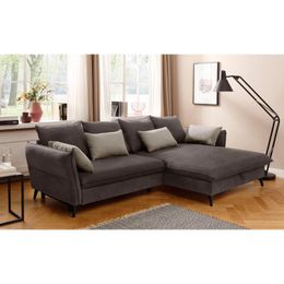Home Affaire Ecksofa &raquo;Tirano, moderne Optik, komfortabel, Breite 274cm,L-Form&laquo; wahlweise mit Bettfunktion und Bettkasten braun B/H/T: 274cm x 88cm x 