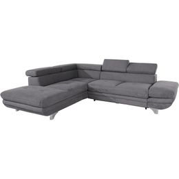 COTTA Ecksofa &raquo;Enterprise L-Form&laquo; mit Arm- & Kopfteilverstellung, wahlweise mit Schlaffunktion grau Struktur (100% Polyester );Chenille (90% Polyester