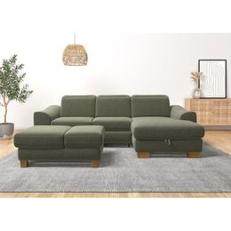 Home Affaire Ecksofa &raquo;Dundee L-Form&laquo; wahlweise mit Kopfteilverstellung und zus&auml;tzlich mit Schlaffunktion gr&uuml;n B/H/T: 264cm x 86cm x 170cm, Webstoff, 