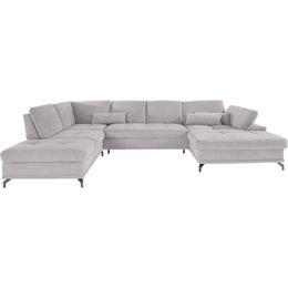 OTTO home Wohnlandschaft &raquo;Costello U-Form, B: 363 cm mit Sitztiefen- & Armteilverstellung&laquo; optional Schlaffunktion & Bettkasten silber 100% Polyester;