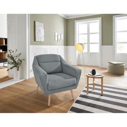 OTTO home Sessel &raquo;Bille&laquo; mit Naht im R&uuml;ckenkissen und Eiche-Beinen, Design by Morten Georgsen gr&uuml;n Samtoptik (100% Polyester);Struktur (100% Polyester