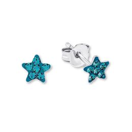 Amor Damen Paar Ohrstecker &raquo;Stern&laquo; mit Kristallstein bunt 6mm, Silber 925 (Sterlingsilber)