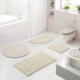 Grund Badematte &raquo;Ashtar, Badvorleger, Badezimmer Teppich, 3D-Design&laquo; H&ouml;he 20 mm rutschhemmend beschichtet schnell trocknend Hoch-Tief-Design mit organischer