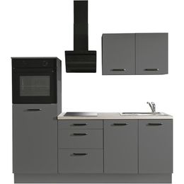 Wiho-K&uuml;chen wiho K&uuml;chen K&uuml;chenzeile &raquo;Compact&laquo; Breite 210cm, wahlweise mit Ger&auml;ten (ohne K&uuml;hlschrank) grau B/H/T: 210cm, ohne E-Ger&auml;te