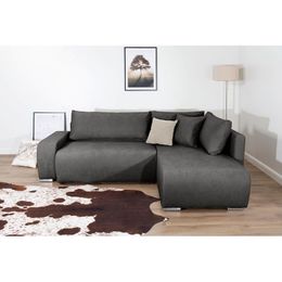 Collection AB Ecksofa &raquo;Poppy L-Form, B: 227 cm&laquo; Schlaffunktion, Bettkasten & 1 Zierkissen grau 100%Polyester B/H/T: 227cm x 41cm x 169cm, Microfaser 