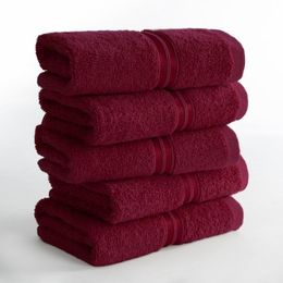 HAMMETEX Gaestehandtuecher &raquo;5er Set, 30x50 cm, weich & saugstark, 100% Baumwolle&laquo; mit Bord&uuml;re, einfarbig, Schlaufe, 100% Baumwolle Frottee rot 