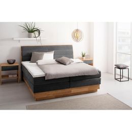 OTTO home Boxspringbett &raquo;JENNA in verschiedenen Farben und Breiten erh&auml;ltlich&laquo; LED-Beleuchtung, mit zertifizierten, recycelten Bezugsstoffen grau 