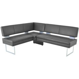 K+w Komfort & Wohnen K+W Komfort & Wohnen Eckbank langer Schenkel links oder rechts, mit dekorativen Distanzhalter silber B/H/T: 158cm x 89cm x 199cm, Leder Longlife 