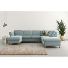 Home Affaire Wohnlandschaft &raquo;Trelleborg U-Form&laquo; Federkern-Polsterung, wahlweise mit Schlaffunktion und Stauraum blau 100% Polyester B/H/T: 307cm x 