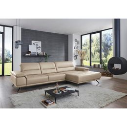Die PlanBar Ecksofa &raquo;PN-EM19074, L-Form, Breite 343 cm&laquo; inkl. Sitztiefen- und Kopfteilverstellung B/H/T: 343cm x 193cm, Glattleder TORRO Stoff, 