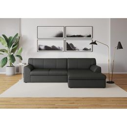 DOMO collection Ecksofa &raquo;Topper, elegant und zeitlos, kompaktes Stellma&szlig; 245/155cm, L-Form&laquo; mit Recamiere, wahlweise mit Schlaffunktion grau B/H/T: 