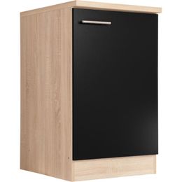 respekta Sp&uuml;lenschrank &raquo;Merle&laquo; Breite 50 cm, Soft-Close, Griffe aus Metall, 85 cm Arbeitsh&ouml;he schwarz Eiche S&auml;gerau Nachbildung, B/H/T: 50cm x 84,8cm 