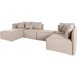 OTTO home Wohnlandschaft &raquo;N&ouml;re U-Form&laquo; 5 Teile, in vielen Bezugsqualit&auml;ten und Farben s. auch "N&ouml;re" beige Struktur fein (100% Polyester);Struktur (