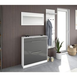 borchardt M&ouml;bel borchardt M&ouml;bel Garderoben-Set &raquo;Oliva, Schuhschrank, Spiegel, Garderobenpaneel&laquo; 3 Stk. tlg. grau Holzwerkstoff Einheitsgr&ouml;&szlig;e