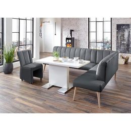 exxpo - sofa fashion Eckbank &raquo;Costa, moderne R&uuml;ckensteppung, bequem und elegant, hoher Holzfu&szlig;&laquo; Frei im Raum stellbar grau Struktur: Webvelour, 100% 