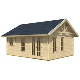 Skan Holz Gartenhaus &raquo;Bern 2&laquo; mit 2. Schalung beige Holzwerkstoff Fu&szlig;boden im Gartenhaus