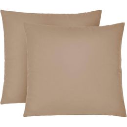 Biberna Kissenbezug &raquo;Michi Feinjersey mit Rei&szlig;verschluss&laquo; verschiedene Gr&ouml;&szlig;en, Feinjersey Kissenh&uuml;lle aus 100% Baumwolle braun Feinjersey, Obermaterial: 100% 