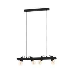 Eglo H&auml;ngeleuchte &raquo;PLIMSOLL&laquo; E27 1 Stk. Pendelleuchte, Holz und Metall in Schwarz, FSC100PA, E27 Fassung schwarz 4, H: 110cm, 1 Stk.