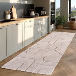 Ayyildiz Teppiche Teppich &raquo;POMPEI 1614 , auch als L&auml;ufer&laquo; rechteckig 12 mm H&ouml;he weiche pflegeleichte Oberfl&auml;che, Hoch-Tief-Struktur, Kurzflor beige Microfaser B : 80cm 