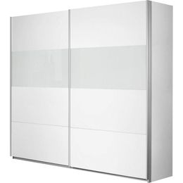 Rauch Schwebet&uuml;renschrank &raquo;Quadra Schrank Schlafzimmerschrank in vielen Breiten&laquo; Kleiderschrank Garderobenschrank mit Glaselementen wei&szlig; Holzwerkstoff