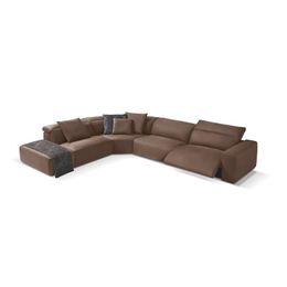 Egoitaliano Ecksofa &raquo;Beverly, extravangantes Designsofa mit erstklassigem Sitzkomfort&laquo; wahlweise mit elektrischer Relaxfunktion, Kopfteilverstellung beige Leder 