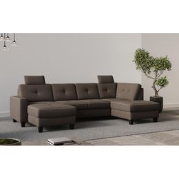 OTTO home Wohnlandschaft &raquo;Varese&laquo; wahlweise mit Schlaffunktion und Bettkasten braun 90% Polyester 10% Polyamid B/H/T: 304cm x 91cm x 170cm, Struktur, 