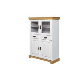 OTTO home Highboard &raquo;R&uuml;gen&laquo; Vitrine im Landhausstil, zertifiziertes Massivholz, H&ouml;he 131 cm wei&szlig; Massivholz B/H/T: 95cm x 130cm x 40cm, 2 Stk., Kiefer