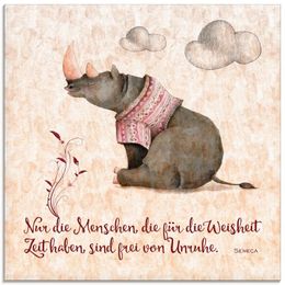 Artland Glasbild &raquo;Lebensweisheit Zeit&laquo; Tiere 1 Stk. tlg. in verschiedenen Gr&ouml;&szlig;en beige B/H/T: 20cm x 20cm, Glasbild Tiere quadratisch, 1 Stk.