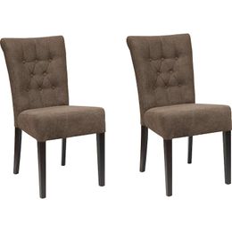 Home Affaire Esszimmerstuhl &raquo;Queen&laquo; (Set) 4 Stk.Polsterstuhl mit Knopfheftung, 2er, 4er oder 6er Set braun Polyester B/H/T: 46cm x 93cm x 64cm, 4 Stk.