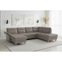 Sit & More sit&more Wohnlandschaft &raquo;Pamela, U-Form, B: 292 cm, Leder&laquo; B/H/T: 292cm x 90cm x 212cm, NaturLEDER Stoff, Ottomane rechts, ohne Bett,ohne Bettkasten,