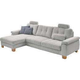Die PlanBar Ecksofa &raquo;PP-LA19101 L-Form, Breite 316 cm&laquo; wahlweise mit Schlaffunktion und verstellbaren Kopfst&uuml;tzen, in Cord grau 88% Polyester;12% 