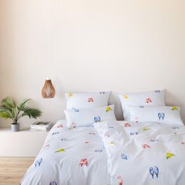 Elegante Bettw&auml;sche &raquo;Lovebirds&laquo; 2 angenehmes Hautgef&uuml;hl wei&szlig; Mako-Satin, Obermaterial: 100% Baumwolle B/L: 135cm x 200cm, 1 Stk., 1 Stk., Mako-Satin, B/L: 80cm
