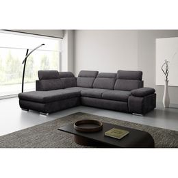 WERK2 Ecksofa &raquo;Alicante Cord L-Form, Schlaffunktion & Bettkasten, 280 cm breit&laquo; Schlafsofa in Chenille mit Bettkasten & verstellbaren Kopfst&uuml;tzen B/H/