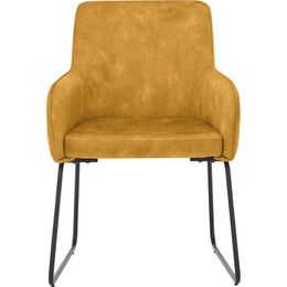 set one by Musterring Armlehnstuhl &raquo;Fontana&laquo; () 2-er Set, Kufengestell schwarz, R&uuml;cken mit Rauten-Steppnaht gold Polyester B/H/T: 60,5cm x 85cm x 63cm