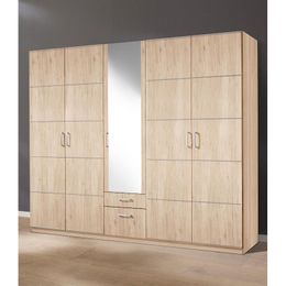 Priess Kleiderschrank &raquo;Bilbao&laquo; T&uuml;ranschlag links oder rechts braun Holzwerkstoff B/H/T: 230cm x 193cm x 54cm, Schubladen: 2 Stk. T&uuml;ren: 5 Stk. mit 