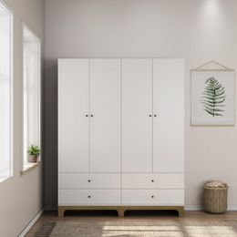 OTTO home Kleiderschrank &raquo;Oslo Schlafzimmerschrank Garderobe wei&szlig; Landhaus&laquo; Schlafzimmerschrank mit 4 T&uuml;ren und 4 Schubladen, Breite 160cm FSC -