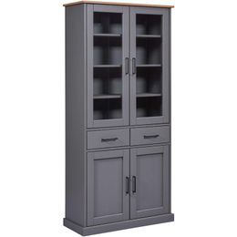 Inter Link Buffet &raquo;Forenzo Kiefer Massivholz, Vitrinenschrank, 2 Glast&uuml;ren&laquo; 1 Stk. tlg. Geschirrschrank im Landhausstil, FSC, BxTxH: 90 x 38,4 x 190 cm 