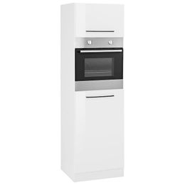 KOCHSTATION Backofenumbauschrank &raquo;KS-Tulsa&laquo; 60 cm breit, 200 cm hoch, f&uuml;r Einbaubackofen, schwarze Metallgriffe wei&szlig; wei&szlig;, B/H/T: 60cm x 200cm x 60cm,