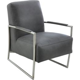 K+w Komfort & Wohnen K+W Komfort & Wohnen Cocktailsessel mit bezogenen Armlehnen, Gestell in Metall Edelstahloptik grau Microfaser 1, B/H/T: 62cm x 77cm x 83cm