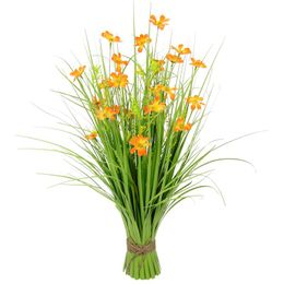 I.GE.A. Kunstgras &raquo;Mit Cosmeabl&uuml;ten&laquo; Grasbusch, k&uuml;nstlich, Dekogras orange Obermaterial: 90% Kunststoff, 10% Polyester B/H/L: 32cm x 68cm x 32cm, 1 