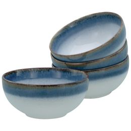 Creatable Schale &raquo;Cascade, Buddha Bowl 17,5 cm 4-tlg&laquo; 4 Stk. aus Steinzeug Rekativglasur, Healthy Food blau Steinzeug &Oslash; 17,5cm