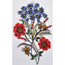 Stickereien Plauen Fensterbild &raquo;Fensterbild Blumen&laquo; Echte Plauener Spitze bunt Polyester B/L: 22cm x 31cm