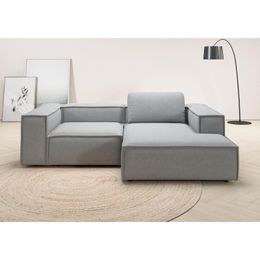 Home Affaire Ecksofa &raquo;Watertown, kompakte L-Form, 246 cm breite f&uuml;r kleinere R&auml;ume&laquo; modernes Ecksofa mit Feincordbezug, platzsparend & bequem grau 100