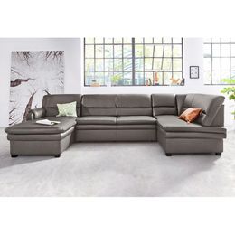 Sit & More sit&more Wohnlandschaft &raquo;Pisa U-Form&laquo; mit Federkern, wahlweise mit Schlaffunktion grau Flachgewebe (100% Polyester);Luxus-Microfaser1 (100% Polyester)
