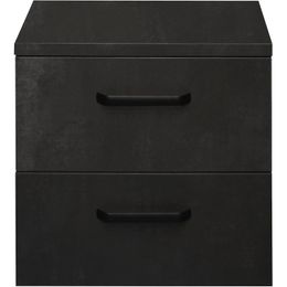 M&auml;usbacher Mehrzweckschrank schwarz Holzwerkstoff Schwarzstahl, B/H/T: 50cm x 50cm x 35cm, Schubladen: 2 Stk., Basisausf&uuml;hrung