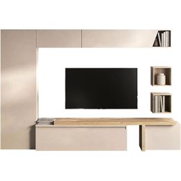 Home Affaire Wohnwand &raquo;Infinity, 7tlg. Breite 300 cm, moderne Mediawand&laquo; 7 Stk. tlg. beige B/H/T: 300cmcm x 186cmcm x 40cmcm