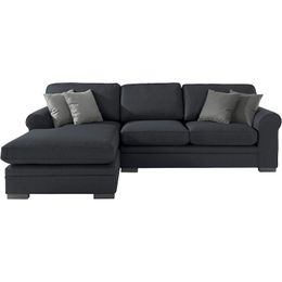Home Affaire Ecksofa &raquo;Broughton L-Form&laquo; weicher Sitzkomfort, incl. 4 Zierkissen, Keder grau 100% Polyester B/H/T: 279cm x 92cm x 178cm, Struktur fein,