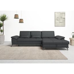 OTTO home Ecksofa &raquo;Costello L-Form, B: 301cm, Sitztiefen & Armteilverstellung, Federkern&laquo; 3 Nierenkissen, optional Schlaffunktion & Bettkasten schwarz