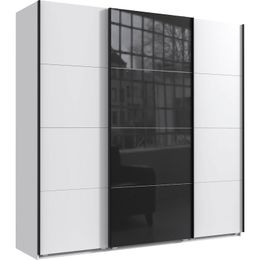 wimex Schwebet&uuml;renschrank &raquo;Norderstedt&laquo; INKLUSIVE 2 Stoffboxen und 2 zus&auml;tzliche Einlegeb&ouml;den, mit Glast&uuml;r wei&szlig; Holzwerkstoff Wei&szlig;, B/H/T: 225cm x 236cm x 